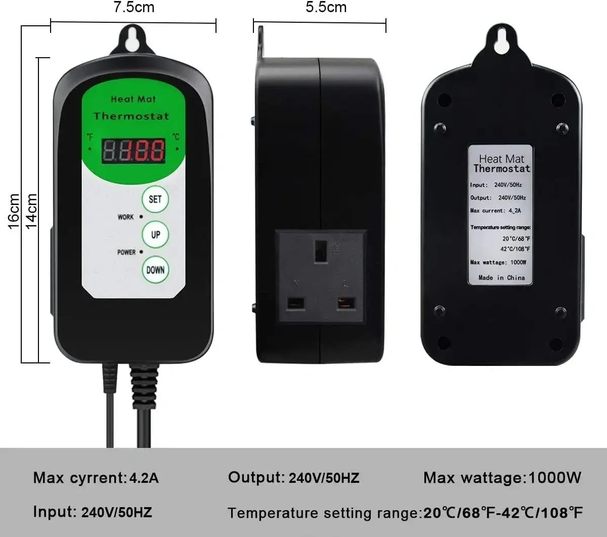 Buy Heat Mat Thermostat Controller with 6ft lead. - Spore Buddies